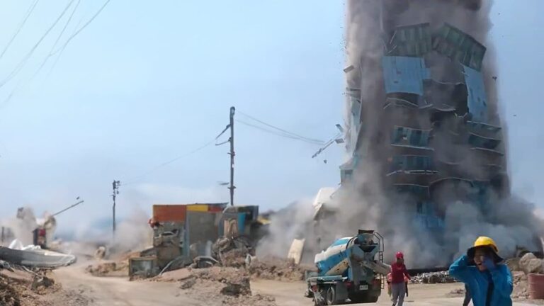 How did he collapse a skyscraper 1000 km from the Myanmar earthquake?