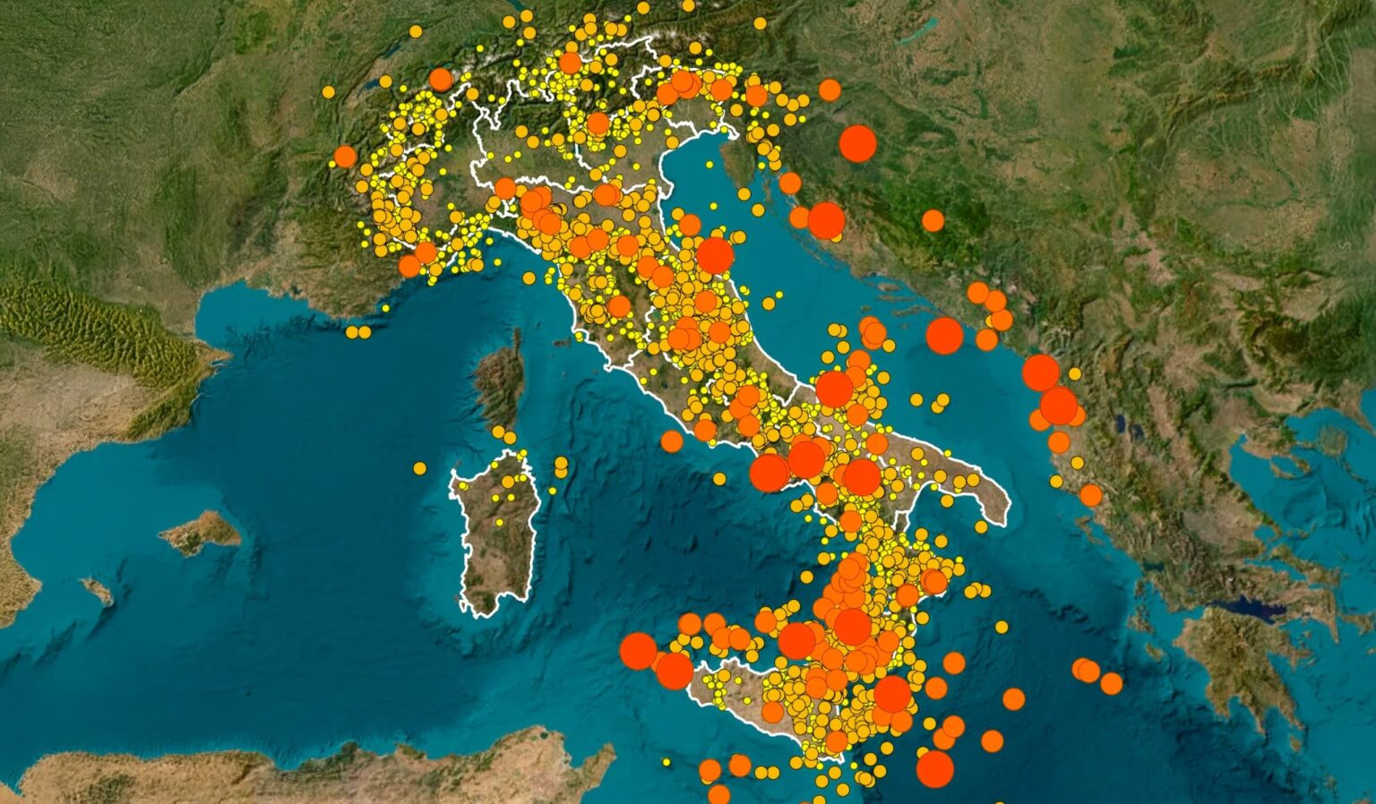 In Italy in 2025 there were 15,759 earthquakes, just over 43 per day ...